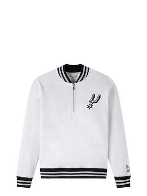 OVO Nba San Antonio Spurs Quarter-zip Mockneck Sweatshirt - Ash Heather Grey