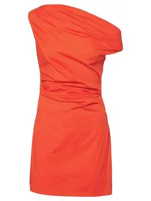 Staud Phare Draped Cotton Minidress Red