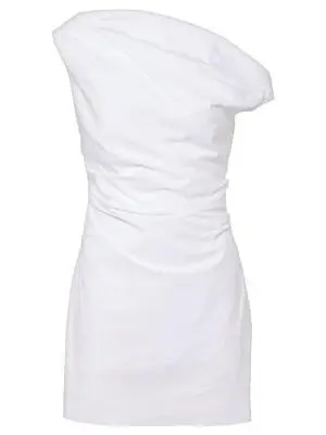 Staud Phare Draped Cotton Minidress - White