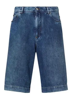 Dolce & Gabbana Logo Denim Bermuda Shorts - Blue