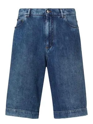 Dolce & Gabbana Logo Denim Bermuda Shorts - Blue