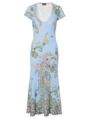 Etro Printed Cotton-blend Midi Dress - Blue