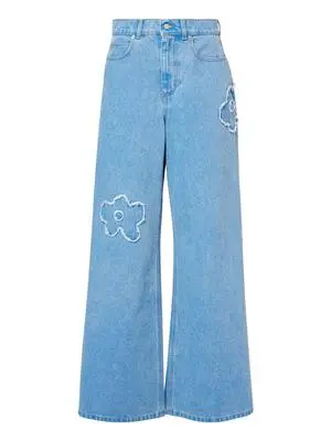 Marni Patch-appliqué Wide-leg Jeans - Blue