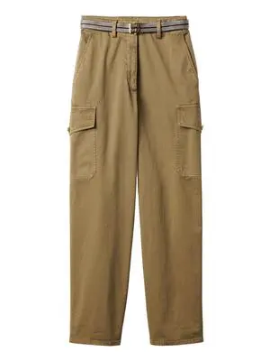 Miu Miu Garment-dyed Cotton Satin Pants - Olive Green