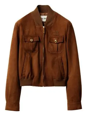 Miu Miu Waxed Suede Jacket - Brandy