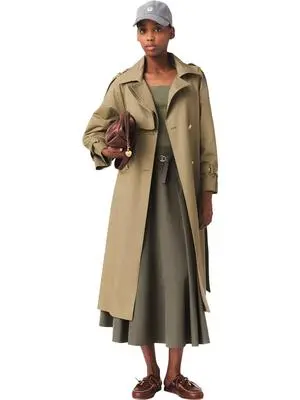 Maje Cotton Studded Trench Coat - Khaki