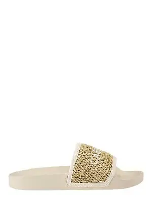 Carvela Sorrento Straw-weave Faux-leather Slider Sandals - Bone/comb
