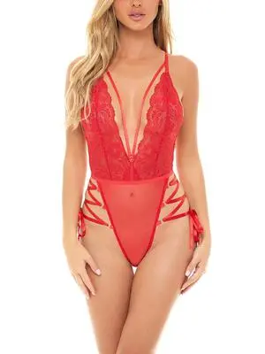 OH LA LA CHERI Oh La La Cheri Sloane Lace Up Teddy Red