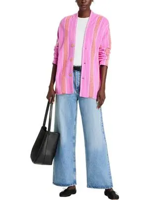 Guest In Residence Everywear Cashmere Cardigan - Fuchsia Cream Red