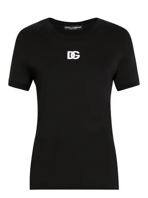 Dolce & Gabbana Jersey T-shirt With Dg Logo Embroidery - Black