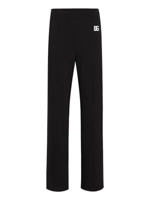 Dolce & Gabbana Flared Jersey Jogging Pants With Dg Logo Embroidery - Black