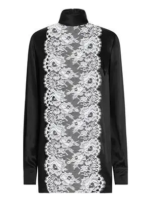 Dolce & Gabbana Silk Satin Top With Lace - Black