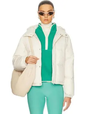 SPORTY & RICH Running Hooded Down Jacket - Cream