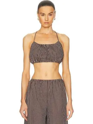 Staud Hammock Top - Dark Oak Micro Stripe