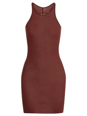 Rick Owens Rick Owens Henna Ribbed Jersey Mini Dress Brown