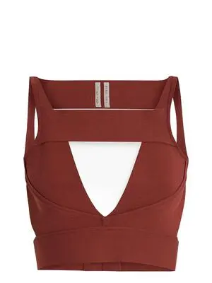 Rick Owens Cropped Cutout Stretch-knit Top - Brown