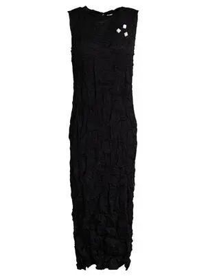 JW Anderson Embellished Crinkled Satin Midi Dress - Black