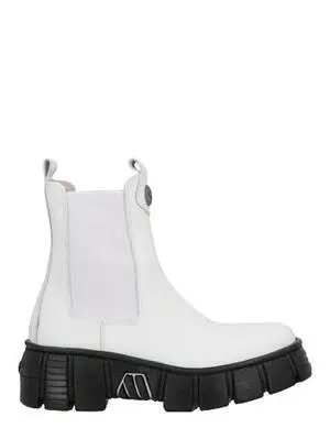 NEW ROCK Leather Platform Ankle Boots - White