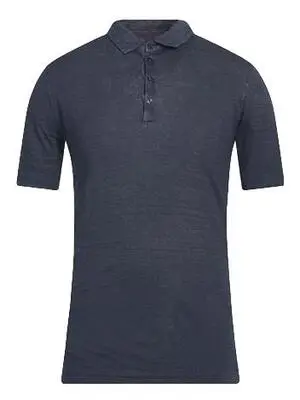 120% Lino Polo Shirt Slate Size Linen - Blue