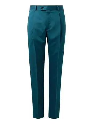 Caruso Slim-fit Pleated Trousers - Blue