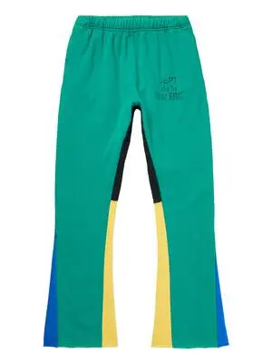 GALLERY DEPT. Flared Denim-panelled Logo-print Cotton-jersey Sweatpants - Green