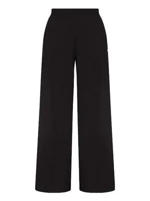 EA7 Core Lady Stretch-cotton Wide-leg Trousers - Black