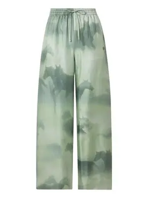 Stella McCartney Printed Organic Silk-twill Pants - Green