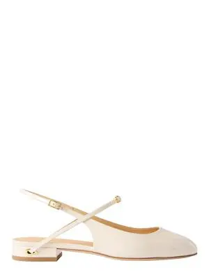 Jennifer Chamandi Mattia 20 Patent-leather Slingback Flats - Cream