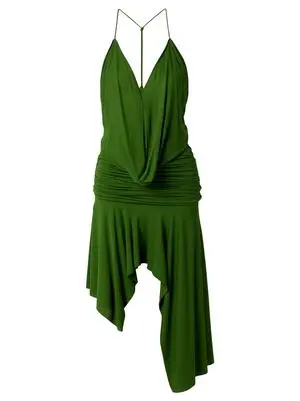 Acne Studios Asymmetric Draped Ruched Jersey Midi Dress - Green