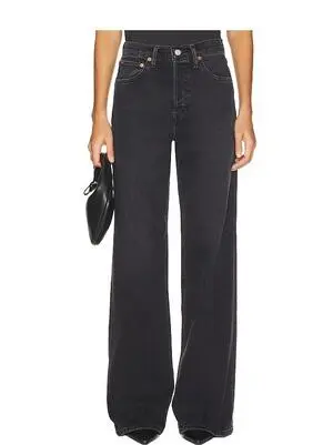 RE/DONE Originals High Rise Wide Leg Jeans - Washed Noir