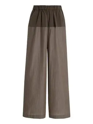 ST. AGNI Spliced Twill Wide-Leg Pants