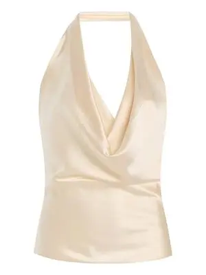 MARIA GRAZIA SEVERI Draped Halter Satin Top