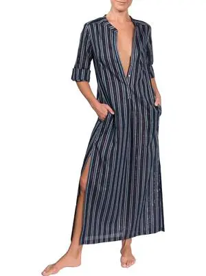 EVERYDAY RITUAL Tracey Cotton Caftan - Midnight Stripe