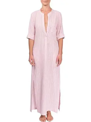 EVERYDAY RITUAL Tracey Cotton Caftan - Pink Lurex