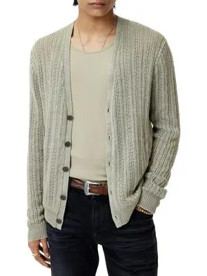 John Varvatos Kliment Mixed Media Linen Cardigan - Sage Brush