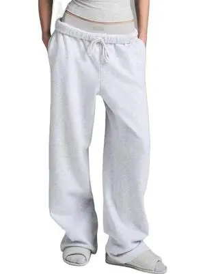 SKIMS Cotton Fleece Blend Straight Leg Pants - Light Heather Grey