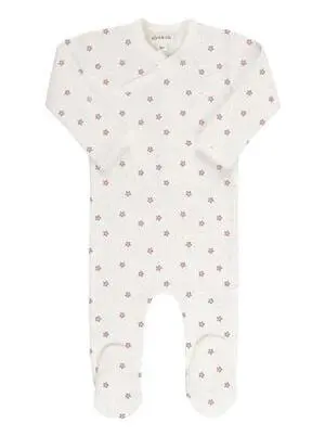 ELY'S & CO. Ely's & Co. Baby Cotton Ribbed Zipper Footie Floral Pin Dot