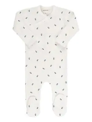 ELY'S & CO. Ely's & Co. Baby Cotton Ribbed Zipper Footie Ivory/blue Berry