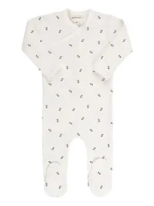 ELY'S & CO. Ely's & Co. Baby Cotton Ribbed Zipper Footie Ivory/plum Berry