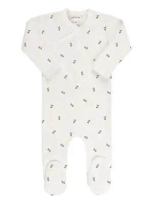 ELY'S & CO. Ely's & Co. Baby Cotton Ribbed Zipper Footie Ivory/sage Berry