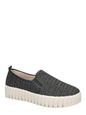 EASY WORKS BY EASY STREET Peppy Slip-on Platform Sneakers - Black Woven