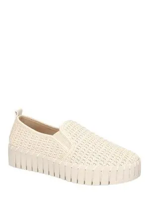 EASY WORKS BY EASY STREET Peppy Slip-on Platform Sneakers - Off White Woven