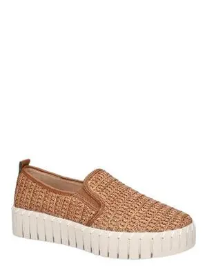 EASY WORKS BY EASY STREET Peppy Slip-on Platform Sneakers - Tan Woven
