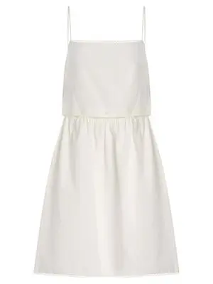 Miu Miu Buttoned Cotton-linen Mini Dress - White