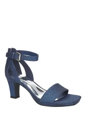 EASY WORKS BY EASY STREET EASY STREET Ro Ankle Strap Sandals Navy Glitter