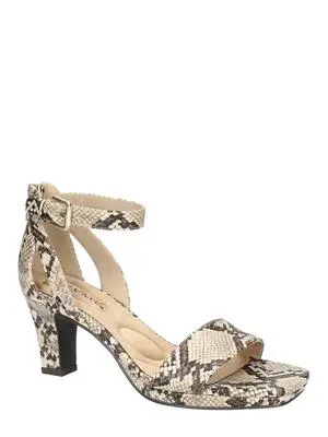 EASY WORKS BY EASY STREET EASY STREET Ro Ankle Strap Sandals Taupe Snake