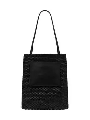 ST. AGNI Lattice Leather Tote Bag - Black