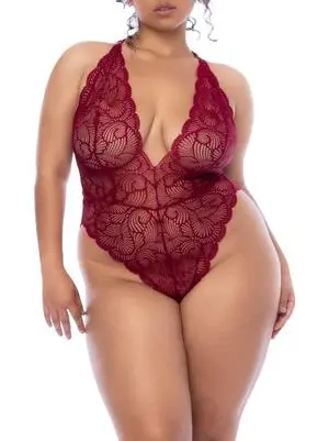 MAPALE Mapale Cutout Lace Bodysuit Rosewood