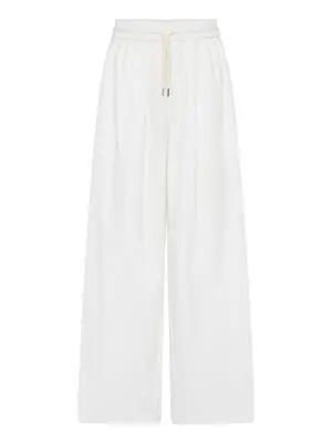 ST. AGNI Drawstring Cotton-blend Pants - White