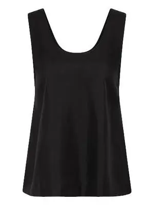 ST. AGNI Scoop-Neck Silk-Twill Top Black